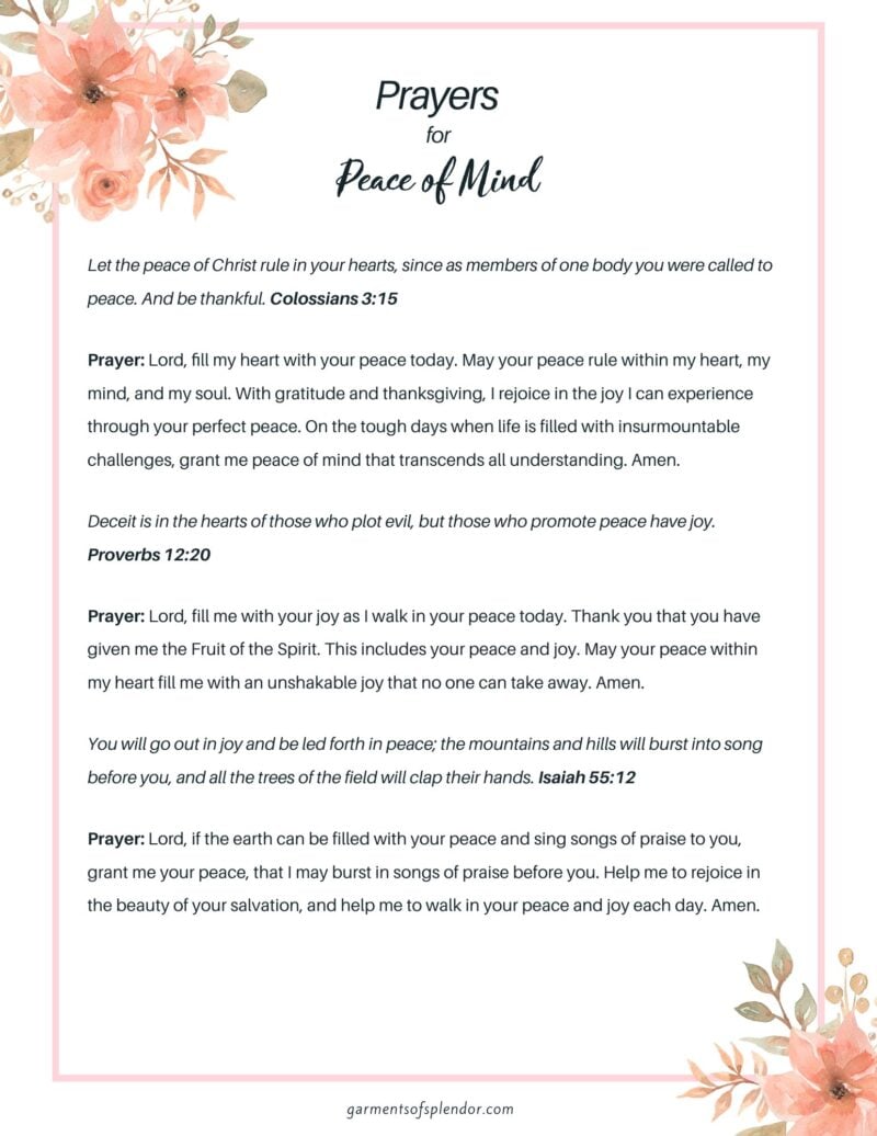 31 Prayers for Peace of Mind (with Free Printable Prayers)