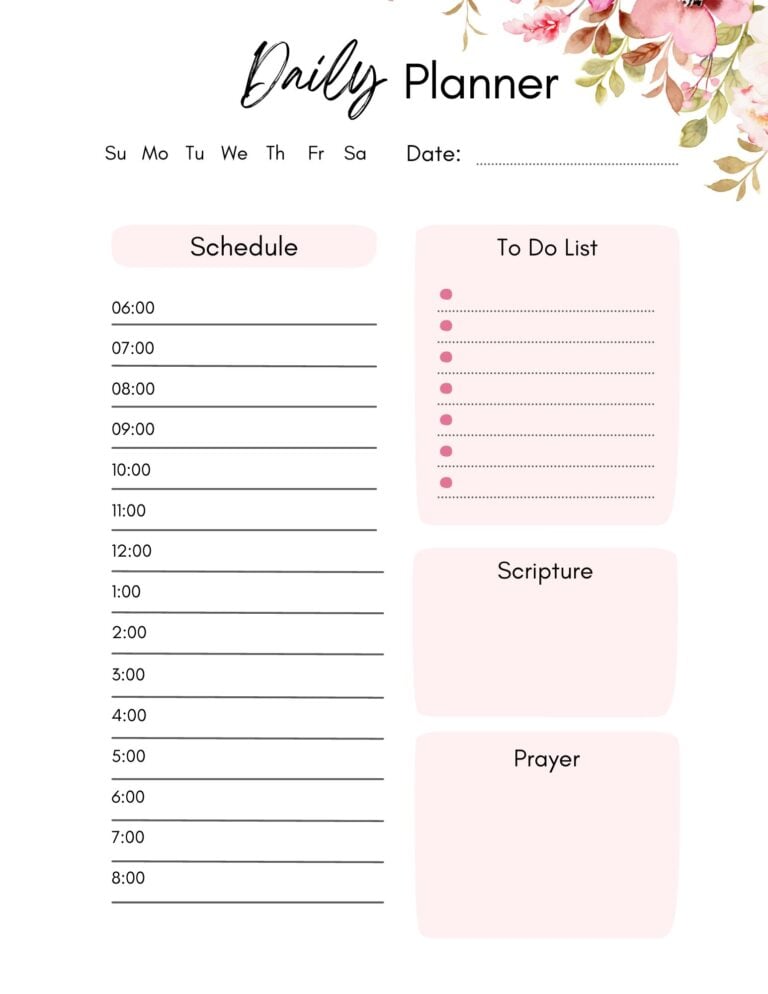 Free Printable Prayer Planner with Beautiful Floral Designs