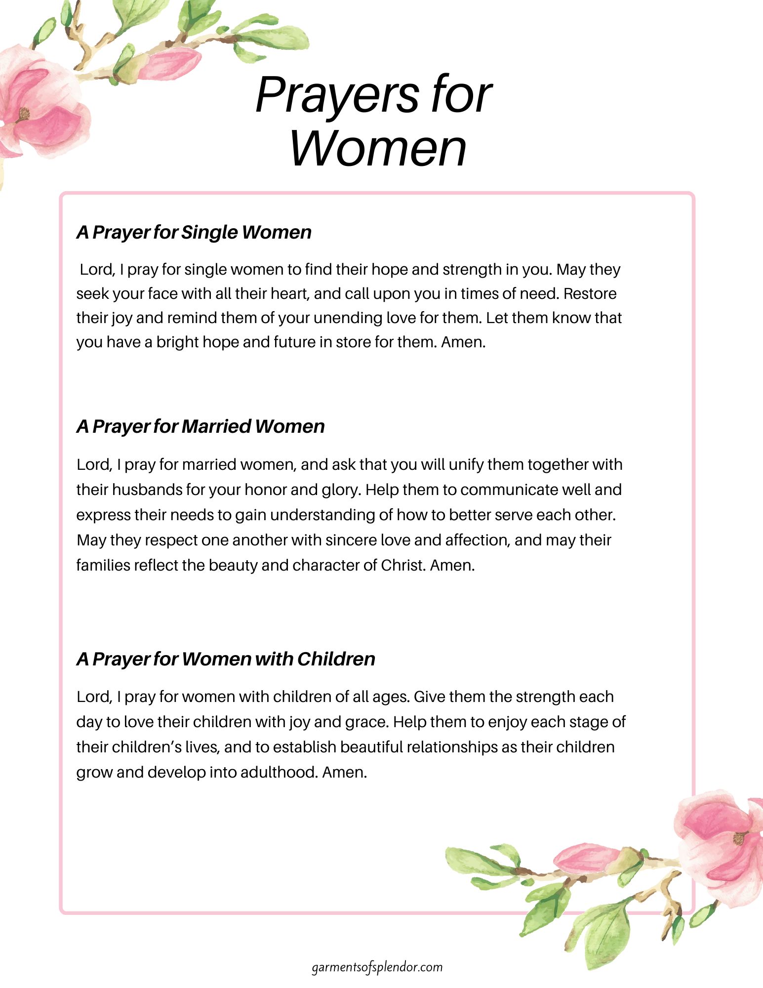 17 Prayers For Women In Every Season Of Life with Free Printables 