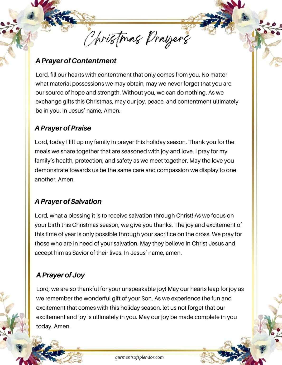 25 Short Christmas Prayers (with Free Printables)