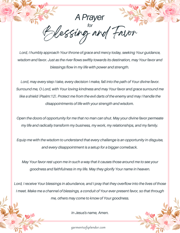 An Encouraging Prayer for Blessing and Favor (with Free Printable)